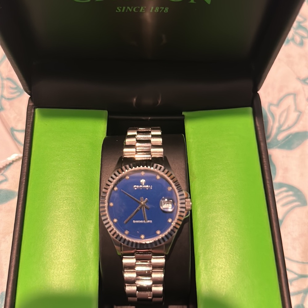 Women’s Croton Blue Dial Diamond Quartz Watch - Gem